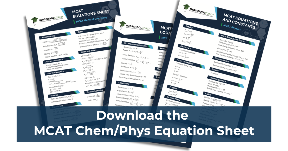 MCAT Chem/Phys Equations Sheet